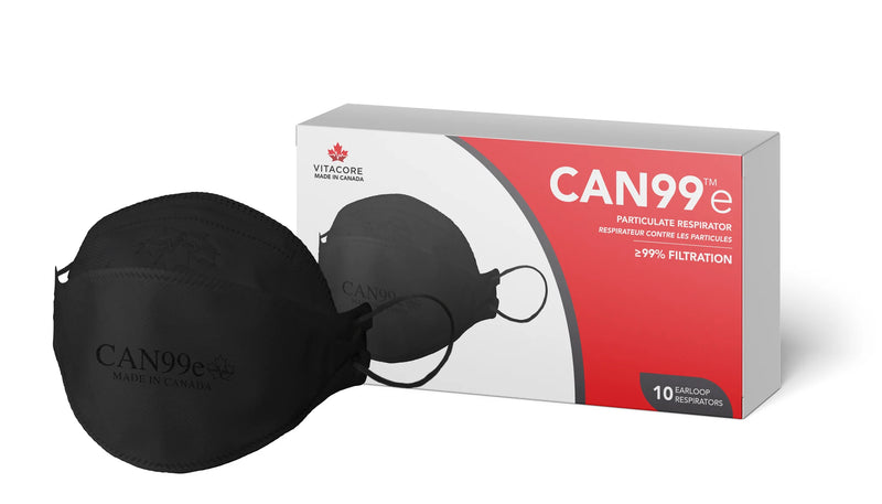 VitaCore CAN99e Earloop Black Respirator Masks (KF94 Style) - 10 Pack ...